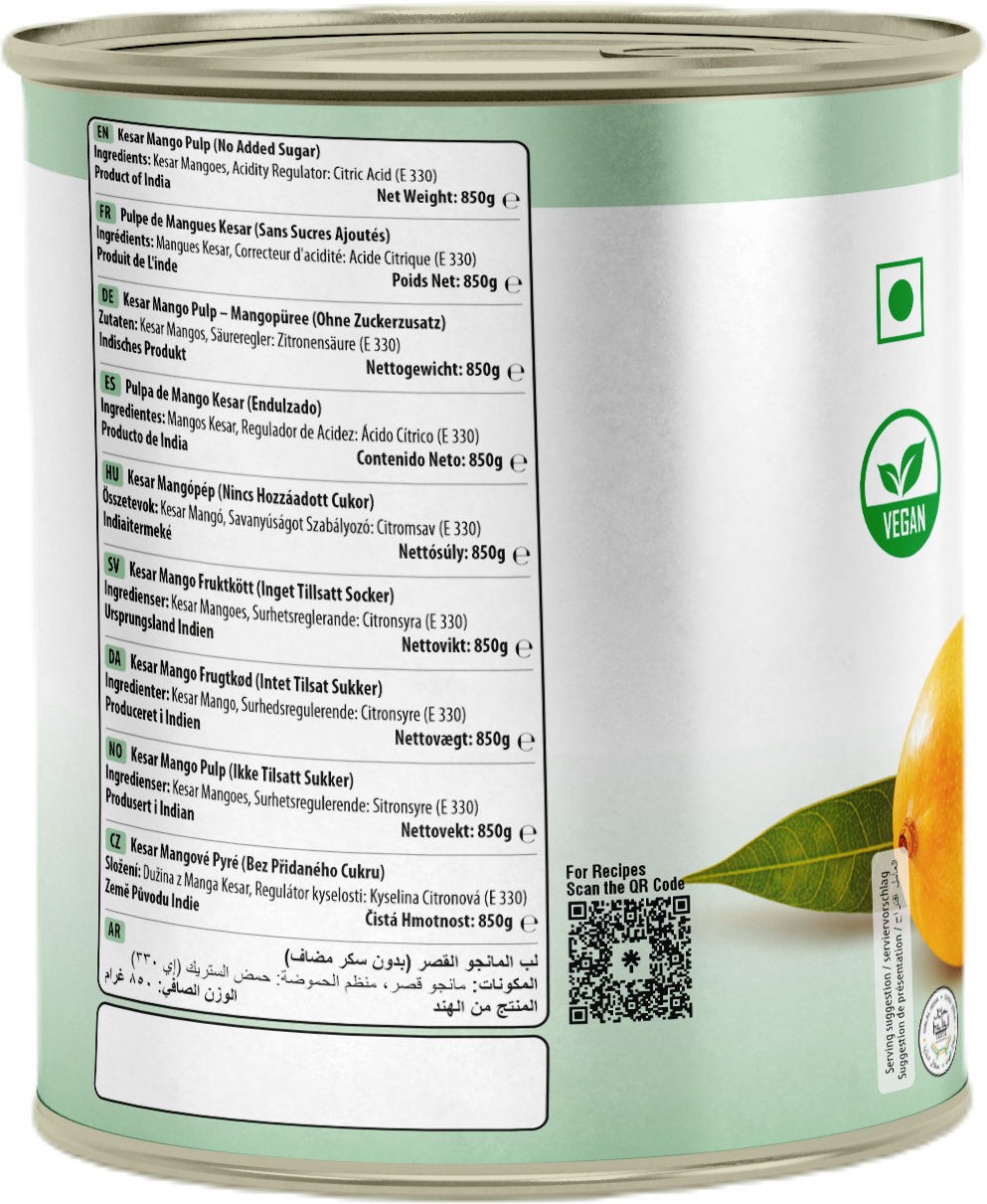 SWAD Kesar Mango Pulp No Added Sugar 850g – swad.shop